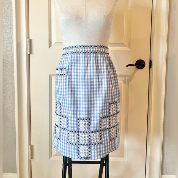 Vintage | Kitchen | Vintage Embroidered Blue Checkered Half Apron ...